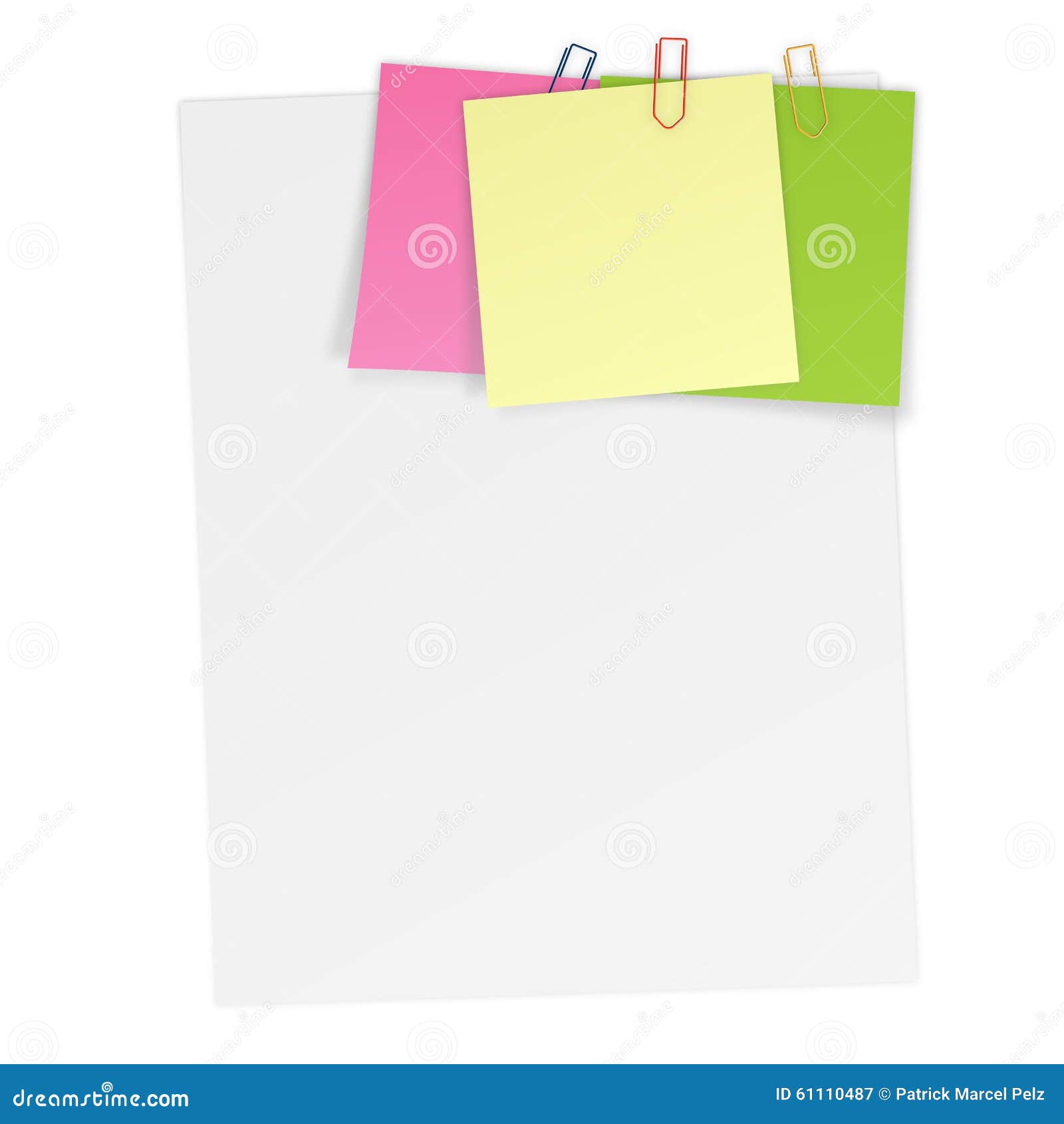 Sheets of Paper with Attached Notes Stock Vector - Illustration of ...