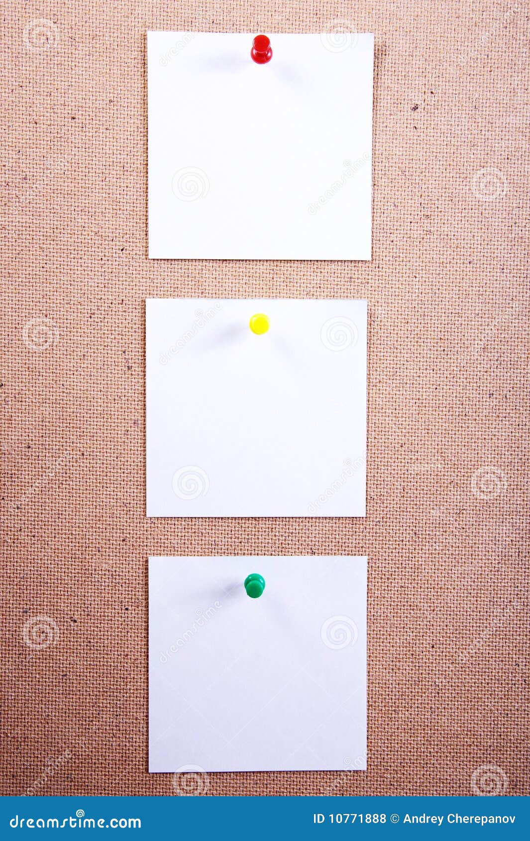 Sheets of Paper Attached by Thumbtacks Stock Photo - Image of board ...
