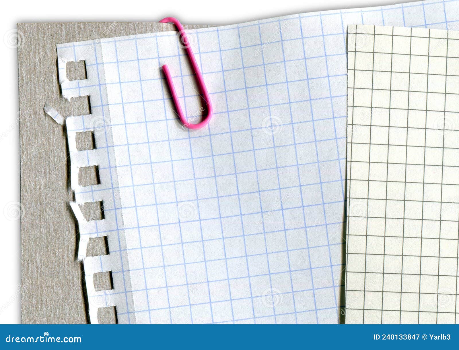 Sheets of Paper in a Cage for Notes with a Paper Clip, Top View, Copy ...