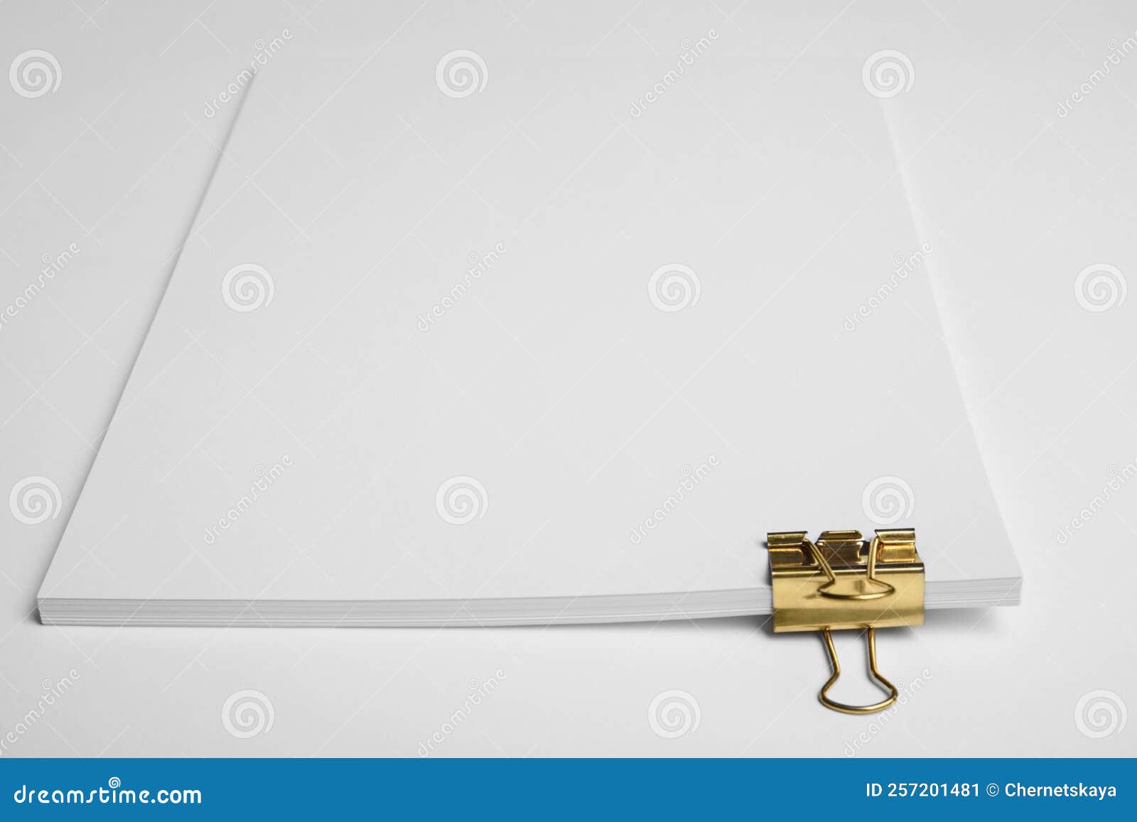 Sheets of Paper with Clip on White Background Stock Image - Image of ...
