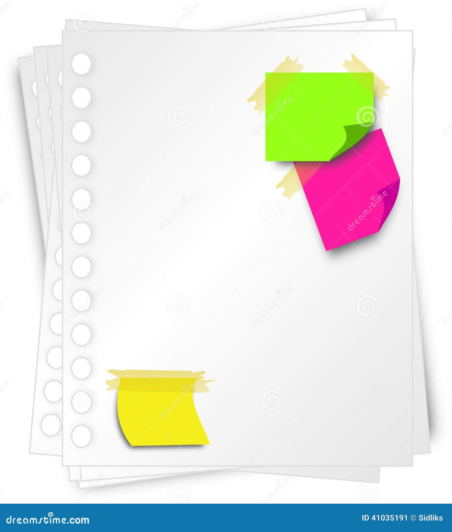 Sheets of Paper with Colored Small Papers Stock Illustration ...