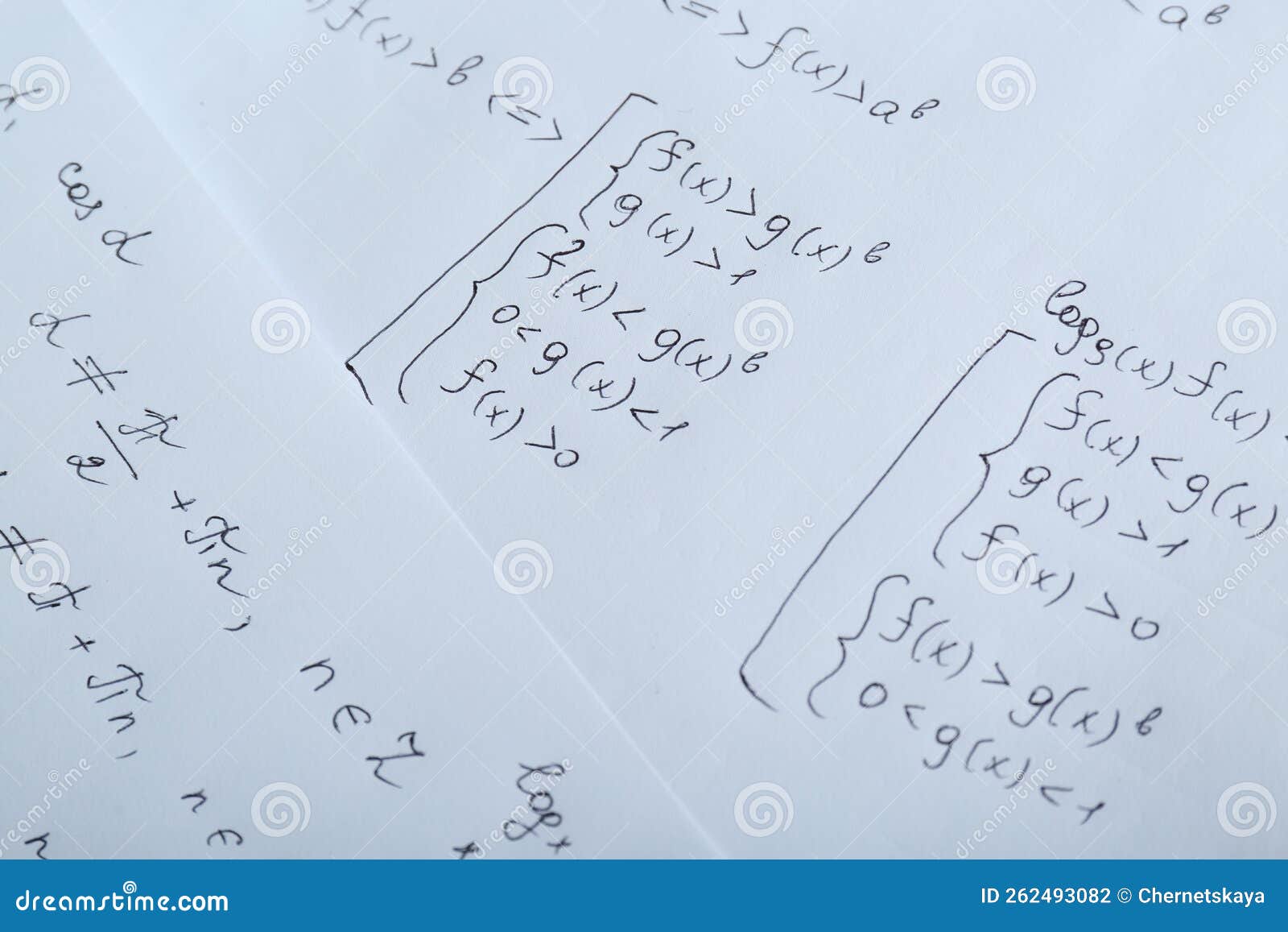 Sheets of Paper with Different Mathematical Formulas, Closeup Stock ...