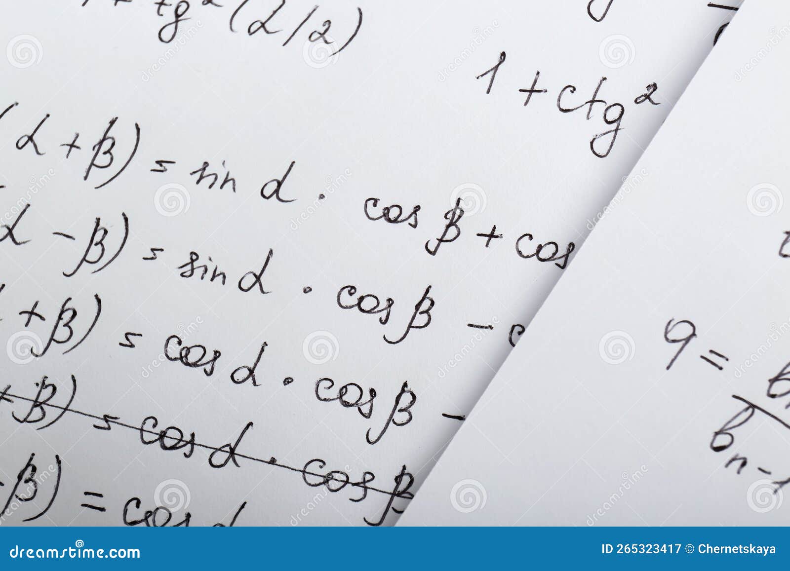 Sheets of Paper with Different Mathematical Formulas, Top View Stock ...