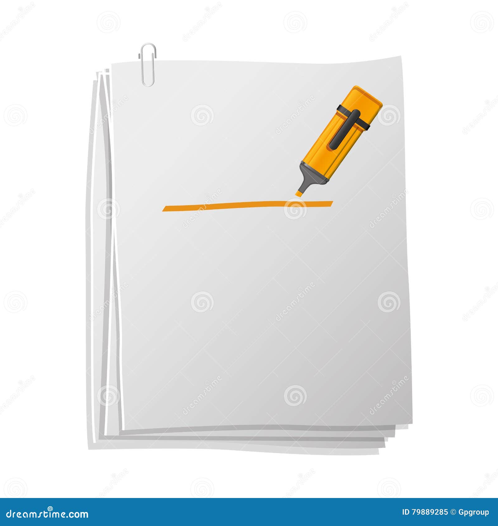 Sheets of Paper with Highlighter Pen Stock Vector - Illustration of ...