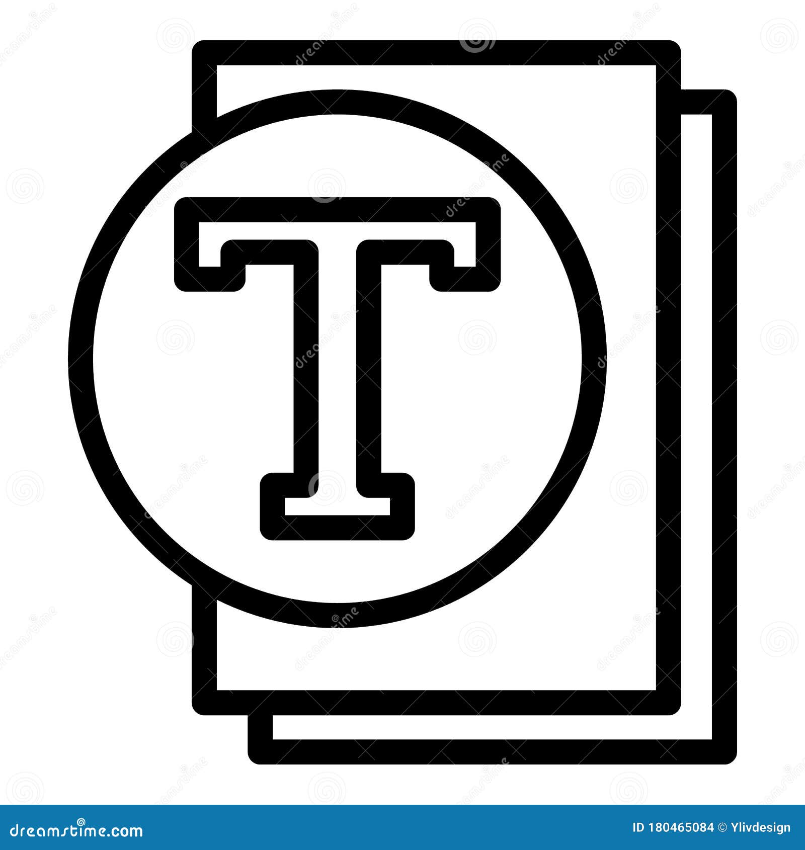 Sheets of Paper and Letter T Icon, Outline Style Stock Vector ...