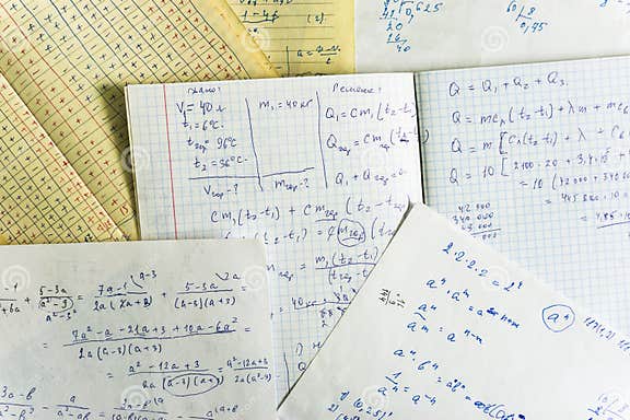 Sheets of Paper with Mathematical and Physical Calculations Stock Photo ...