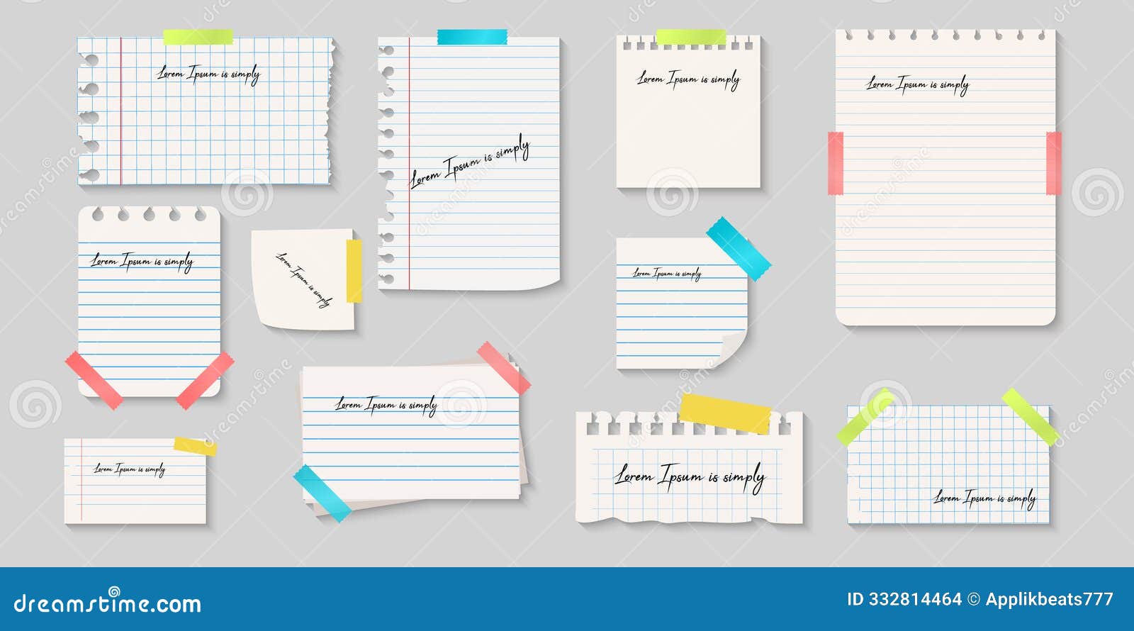 Sheets of Paper Notepad with Tape. Blank Notepad Sheets Stock Vector ...