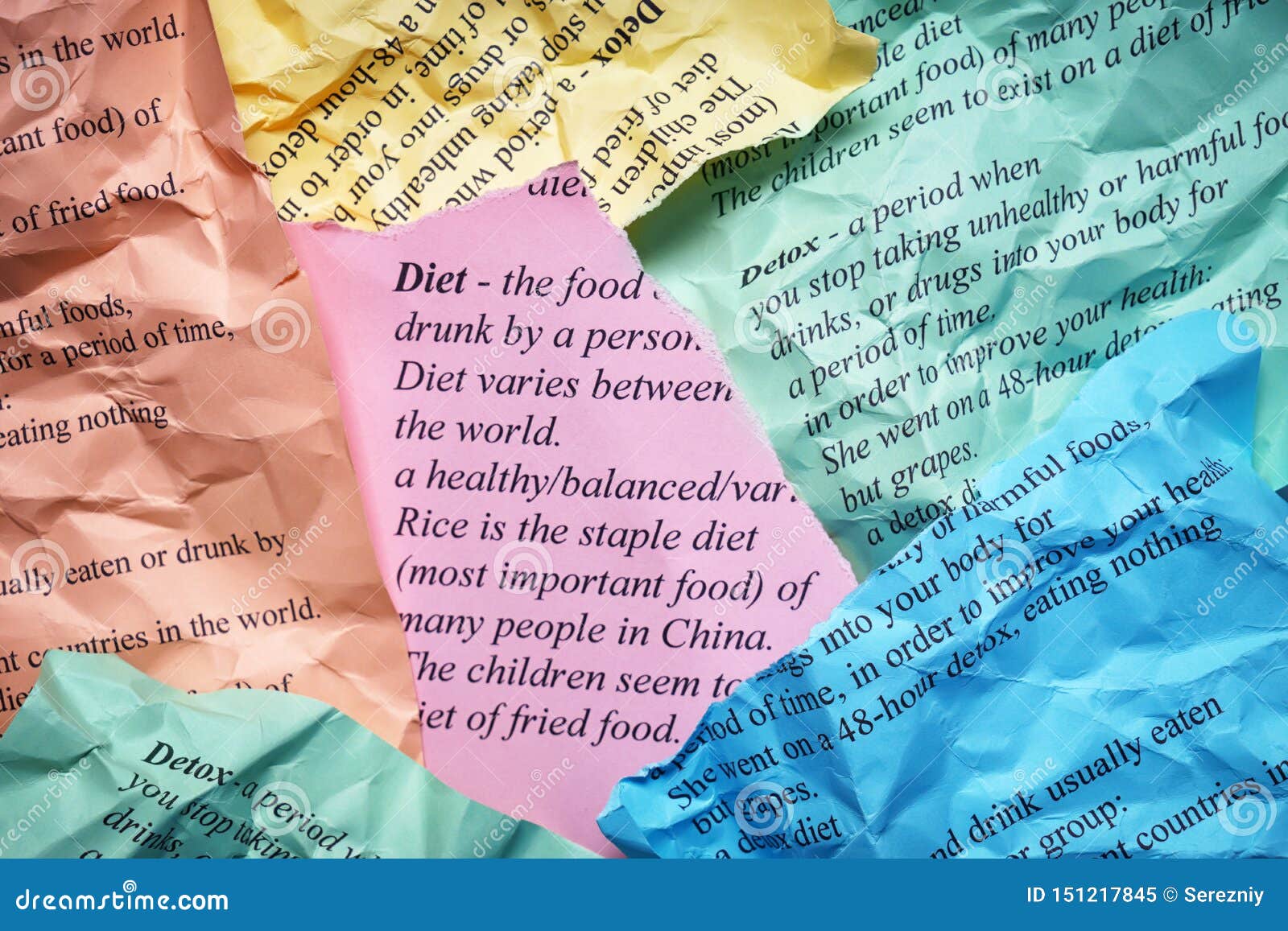 Sheets of Paper with Useful Information about Diet Stock Image - Image ...