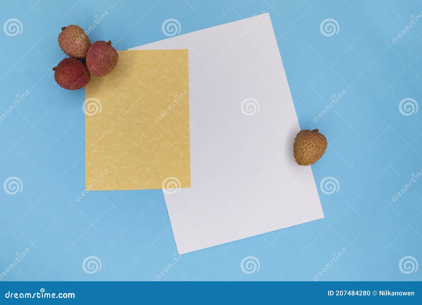 Sheets of Paper, White and Old on a Blue Background, Decorated with ...