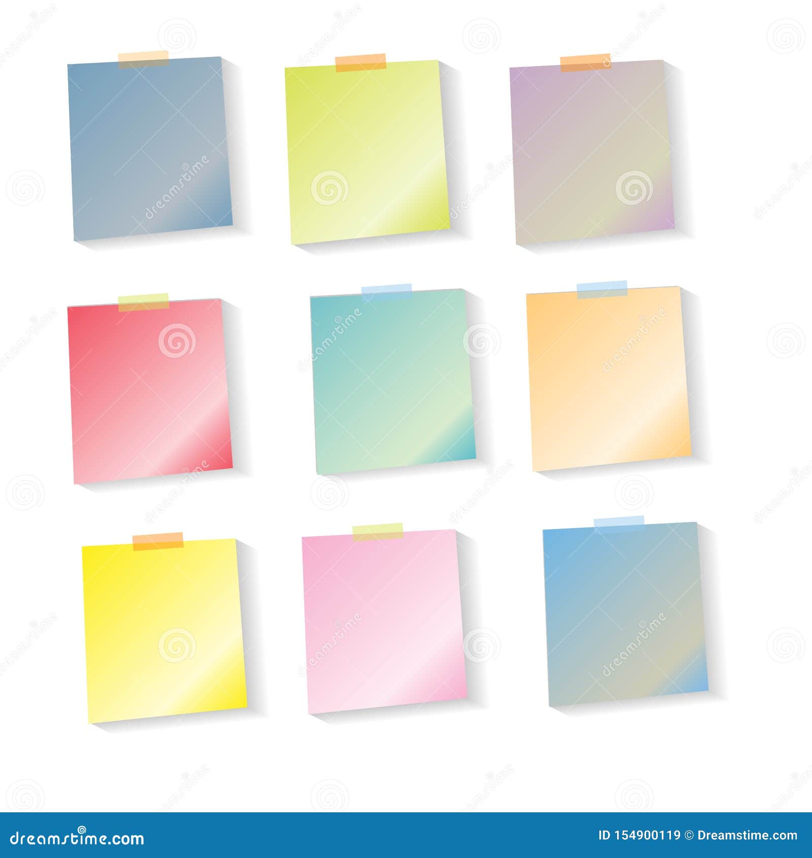 Set of Post-it Notes with Shadow, Pinned Adhesive Tape, Ready for Your ...