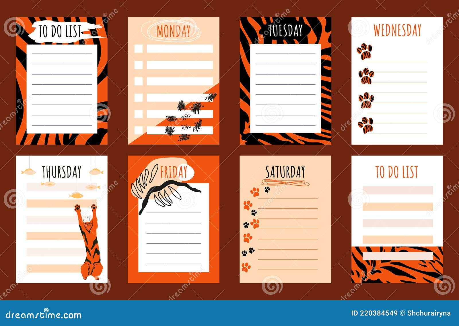 The Sheets Of The Planner. Cute Lines. Hand Drawn Hearts And Flowers ...