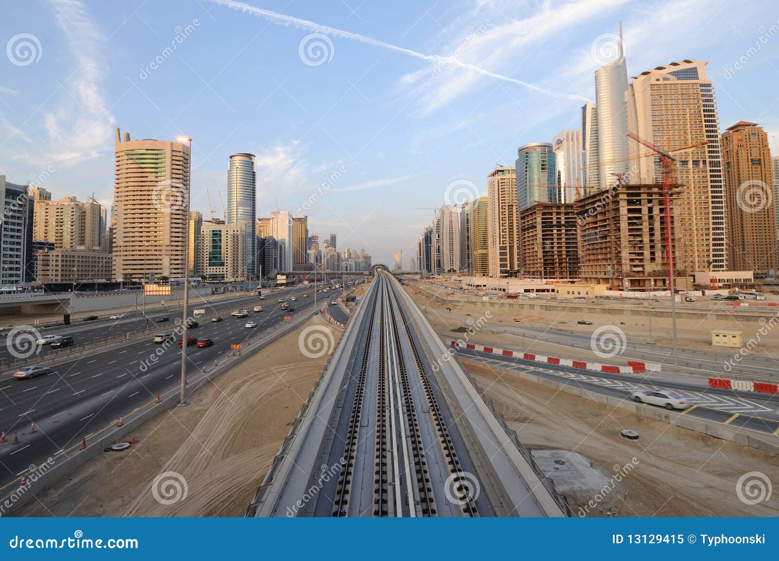 Sheikh Zayed Road in Dubai stock image. Image of architecture - 13129415