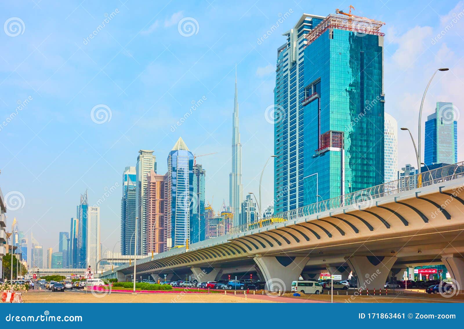 Sheikh Zayed Road in Dubai stock image. Image of business - 171863461