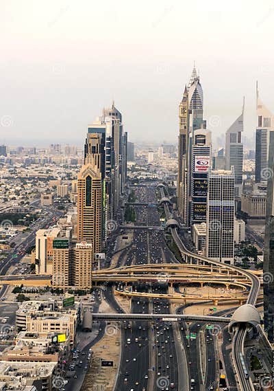 Sheikh Zayed road skyline editorial stock image. Image of architecture ...