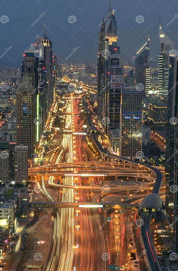 Sheikh Zayed road skyline editorial stock image. Image of downtown ...