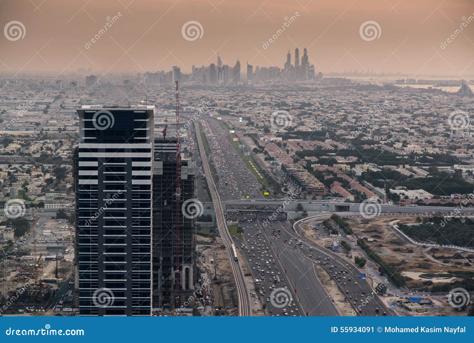 Sheikh Zayed road skyline stock image. Image of backgrounds - 55934091