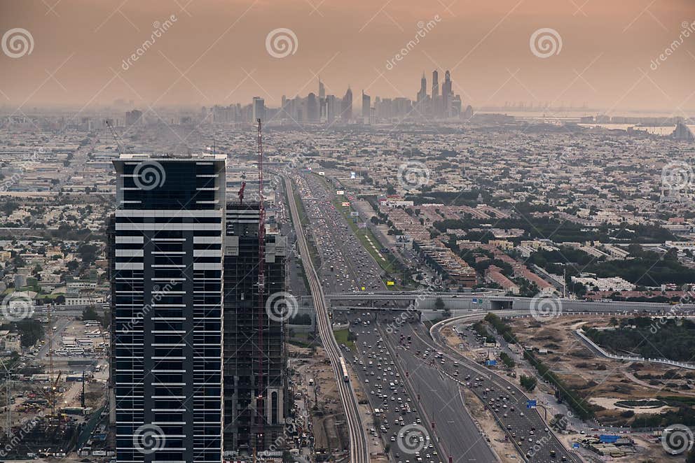 Sheikh Zayed road skyline stock image. Image of backgrounds - 55934091