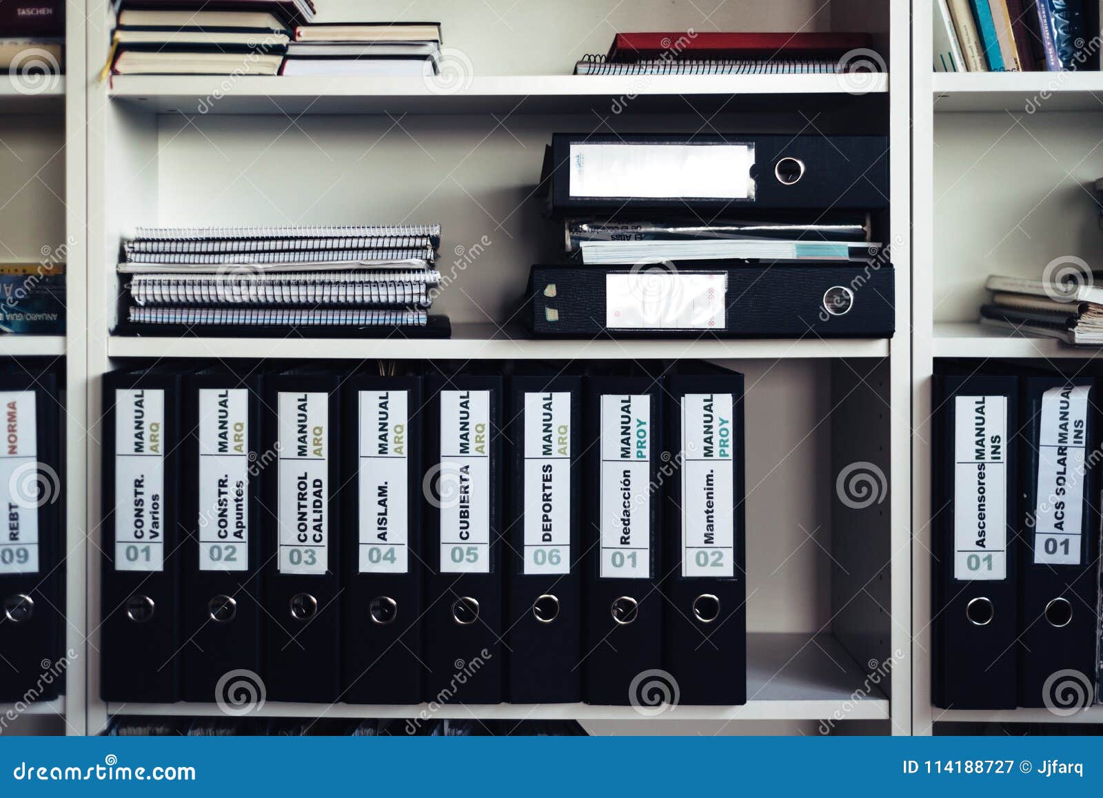 Shelf with Documents in Office Stock Image - Image of office, book ...