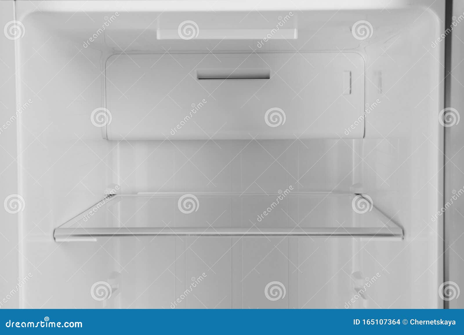 Shelf of Empty Modern Refrigerator, Closeup Stock Photo - Image of ...