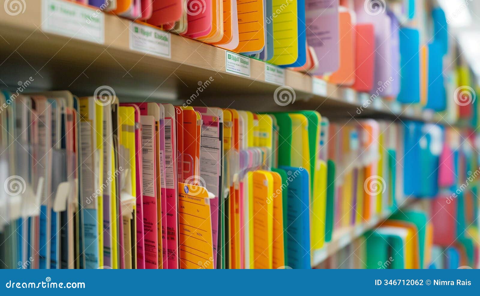 Shelf with File Folders in a Archives. Patient History Document in ...
