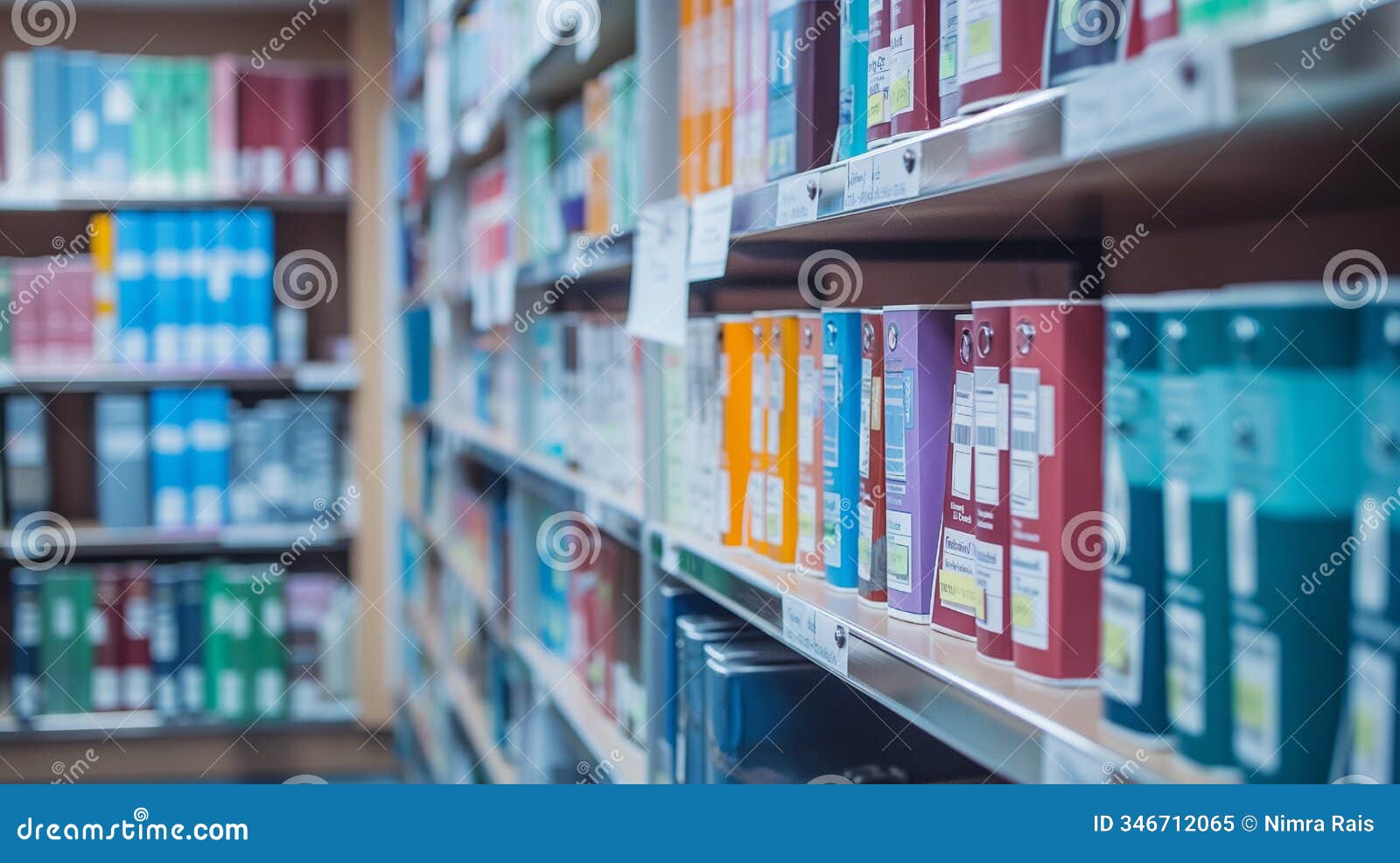 Shelf with File Folders in a Archives. Patient History Document in ...