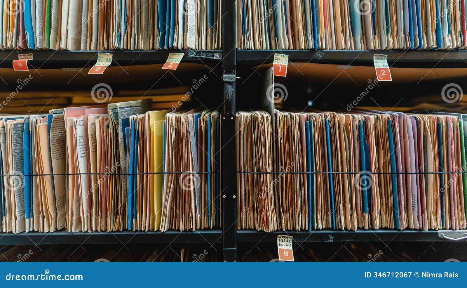 Shelf with File Folders in a Archives. Patient History Document in ...