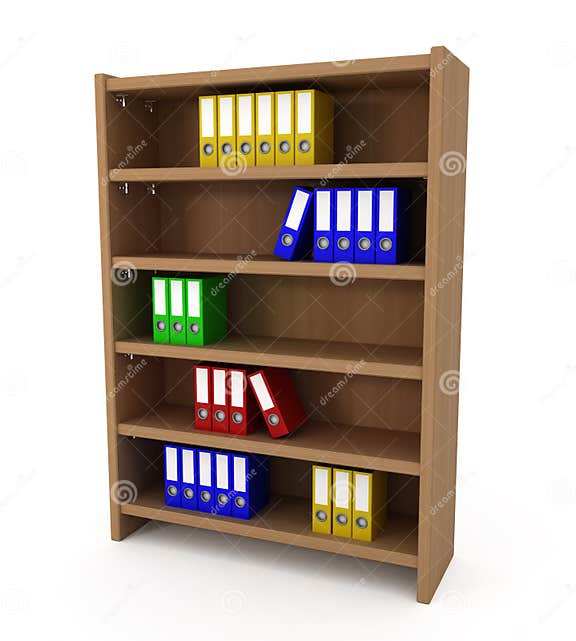 Shelf with Files Folders stock illustration. Illustration of archive ...