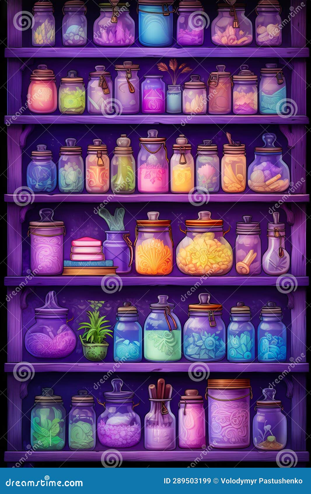Shelf Filled with Lots of Different Jars and Jars Filled with Different ...