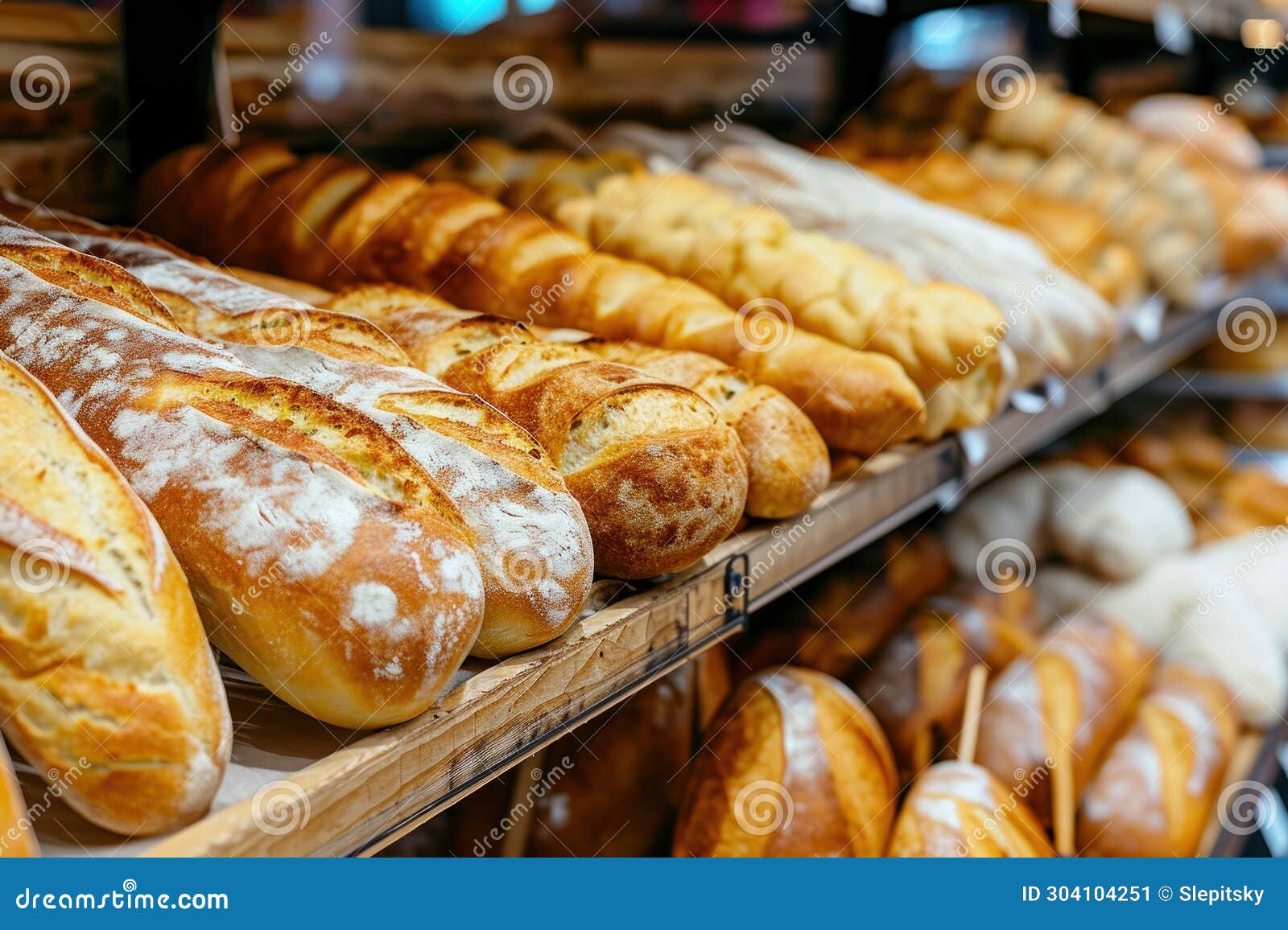 Shelf with Fresh Bread in the Bakery Stock Image - Image of bake ...
