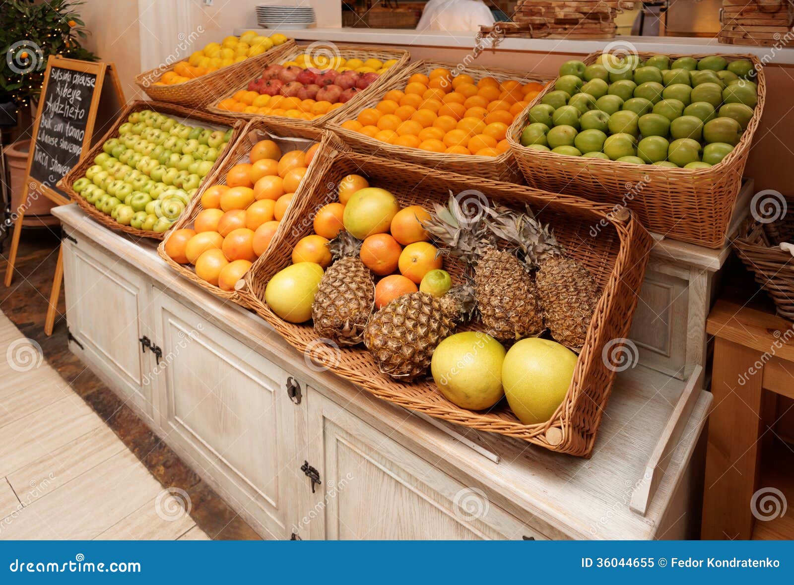 Shelf with Fruits in a Restaurant Stock Image - Image of fruit, apple ...