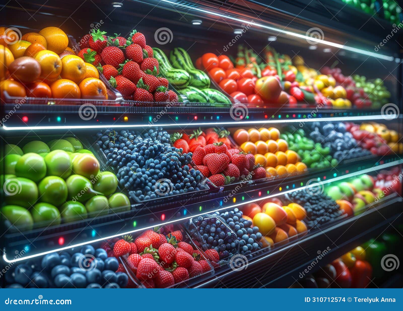 Shelf with Fruits in Supermarket Stock Photo - Image of food, aisle ...