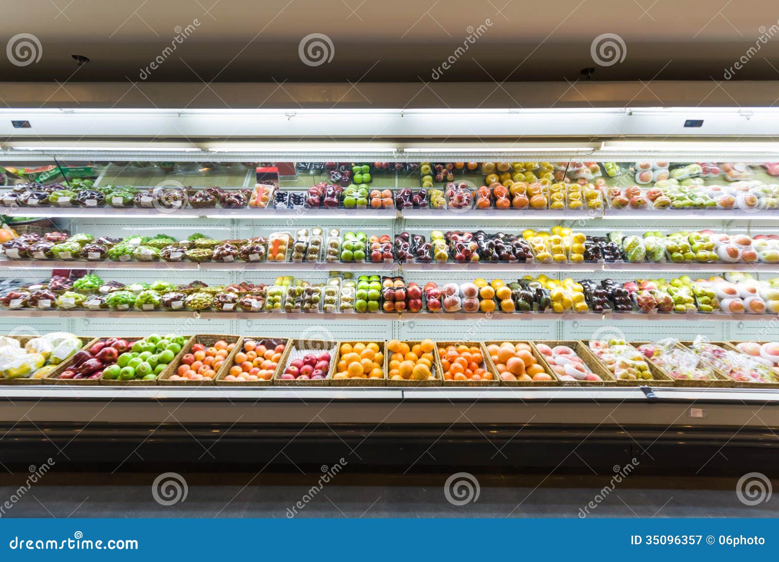 Shelf with Fruits in Supermarket Stock Image - Image of great, choice ...