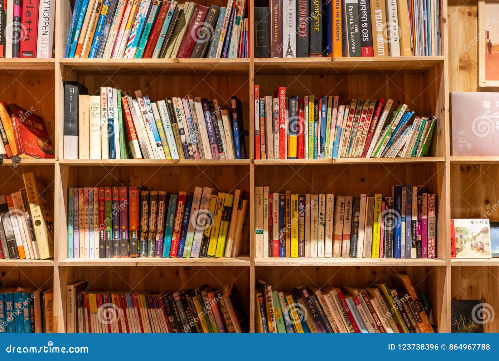 A shelf Full of books stock photo. Image of comfortable - 123738396