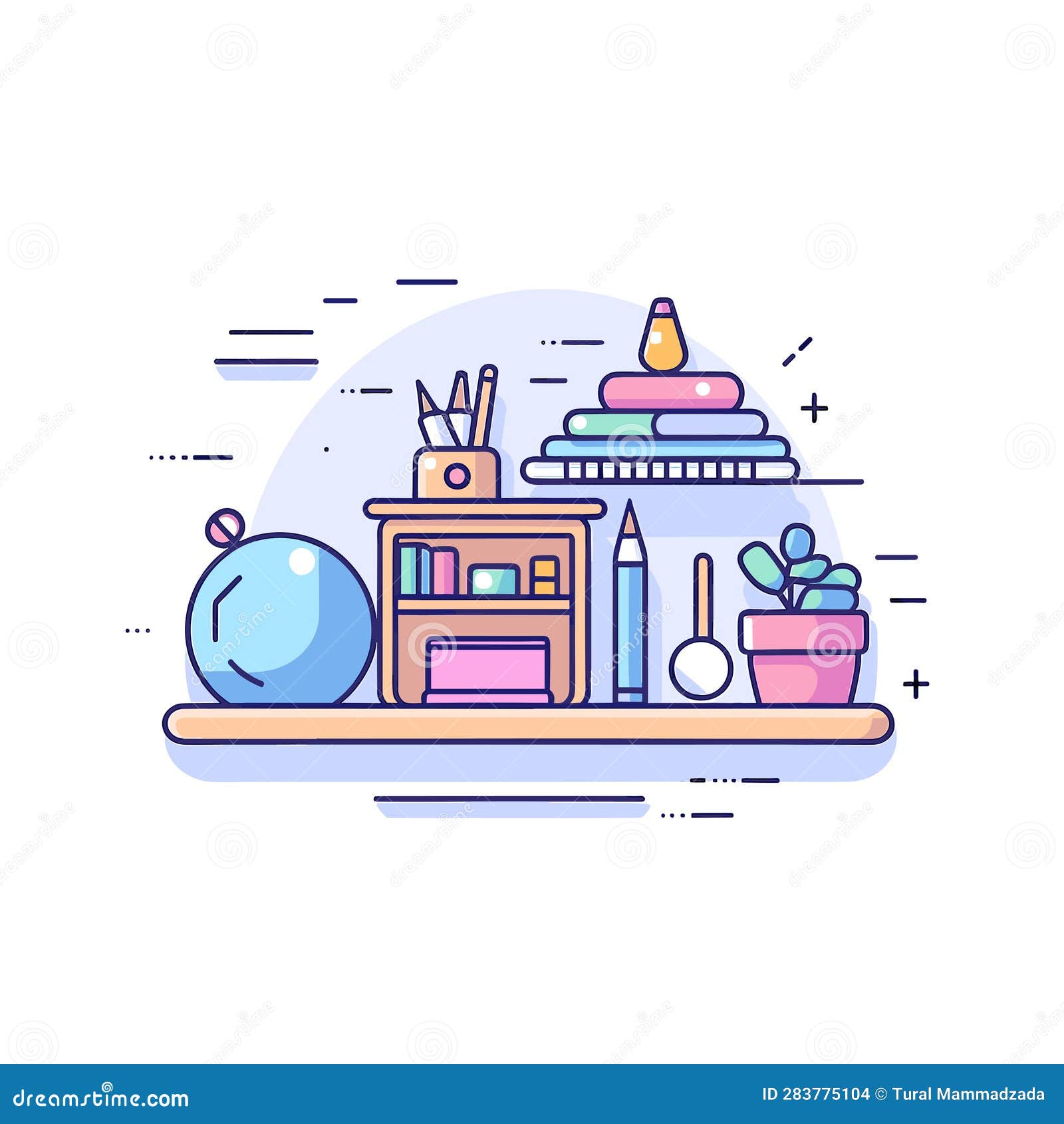 Vector of a Cluttered Shelf with Various Objects on it Stock Vector ...
