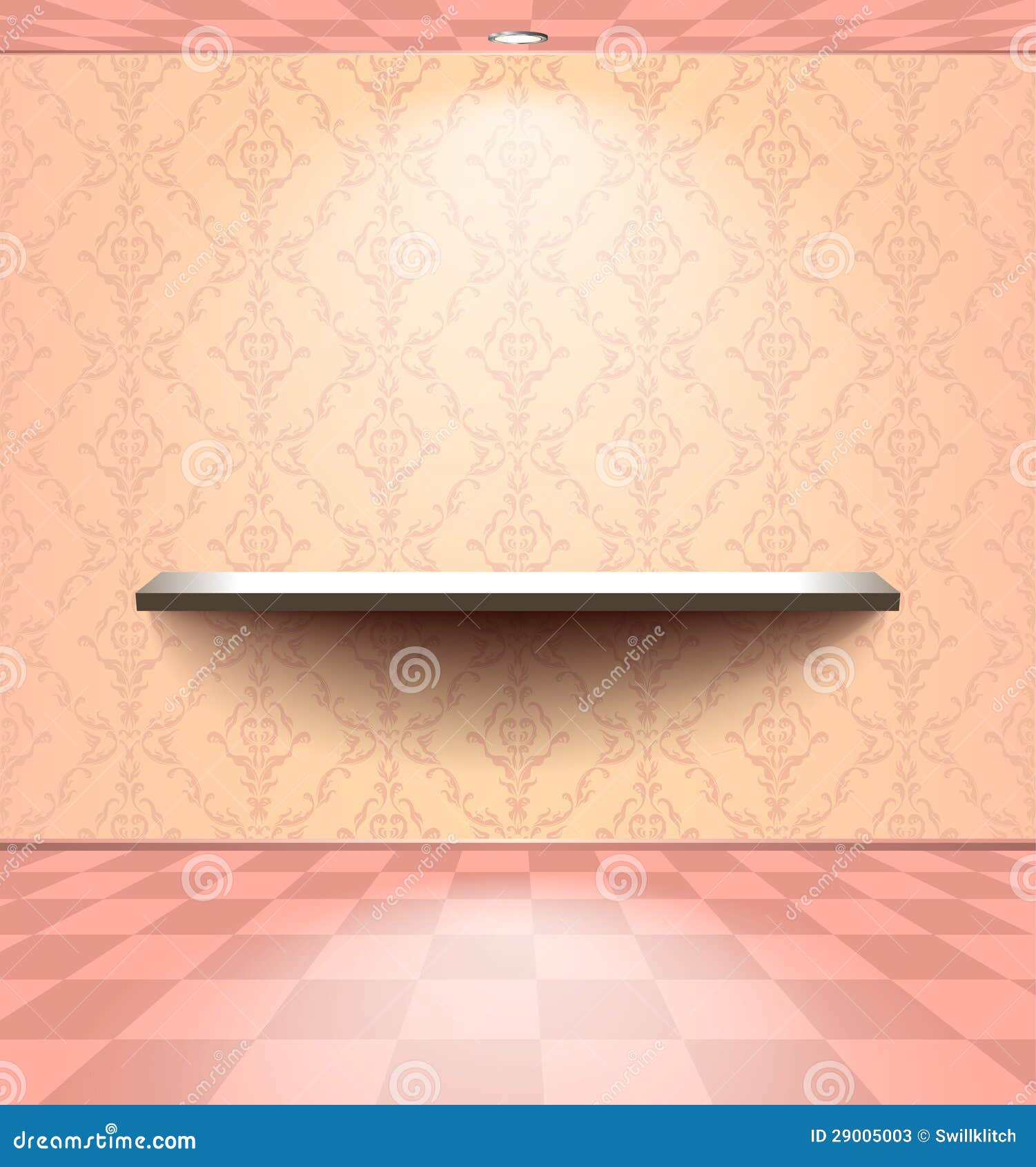 Shelf in the pink room stock vector. Illustration of expo - 29005003