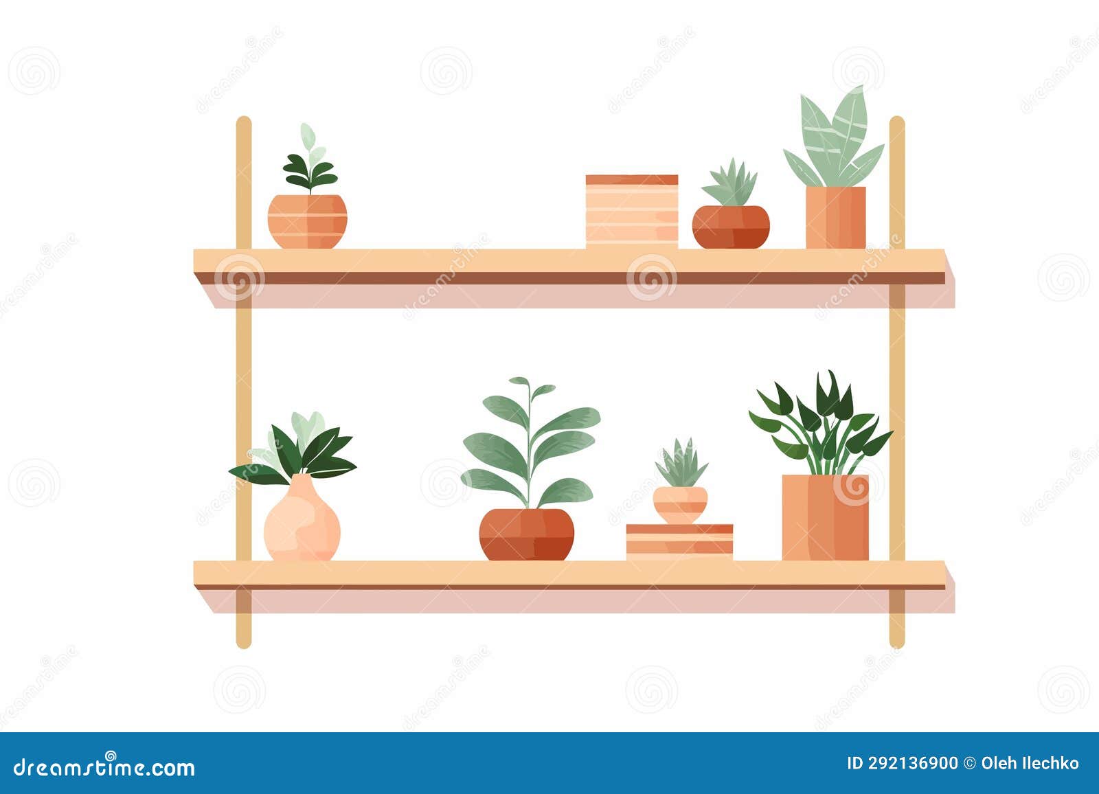 Shelf with Plant in a Pot Vector Flat Isolated Vector Style ...