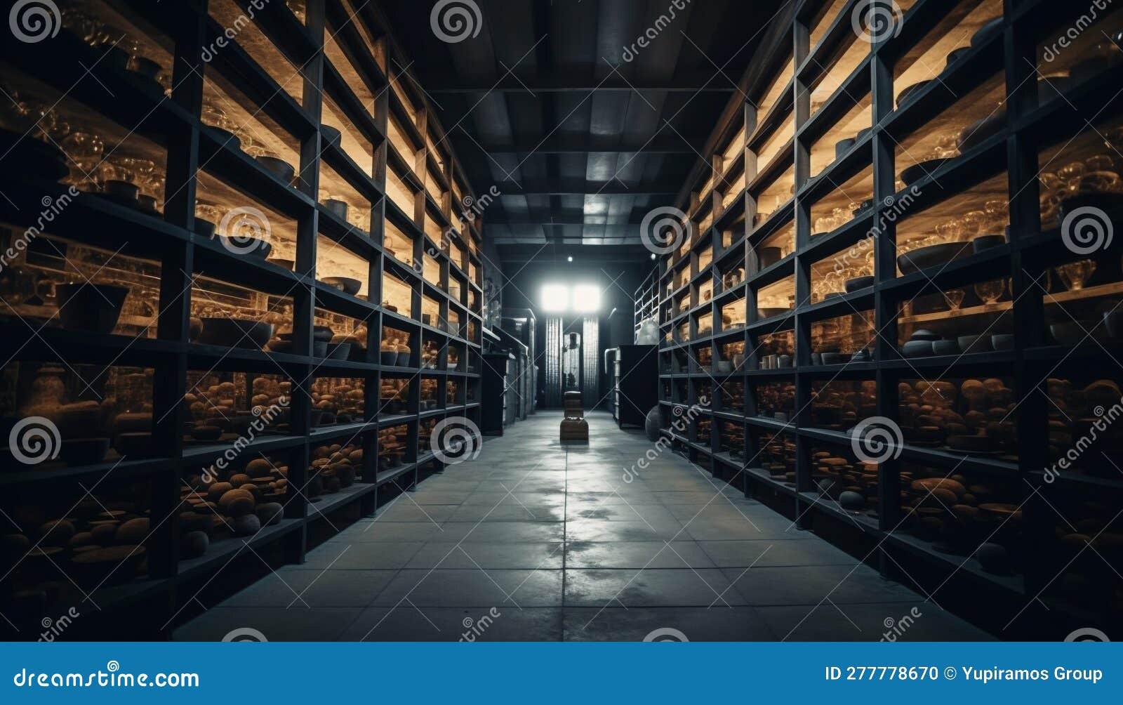 Shelf in a Row, Vanishing Point Inside Warehouse Generated by AI Stock ...