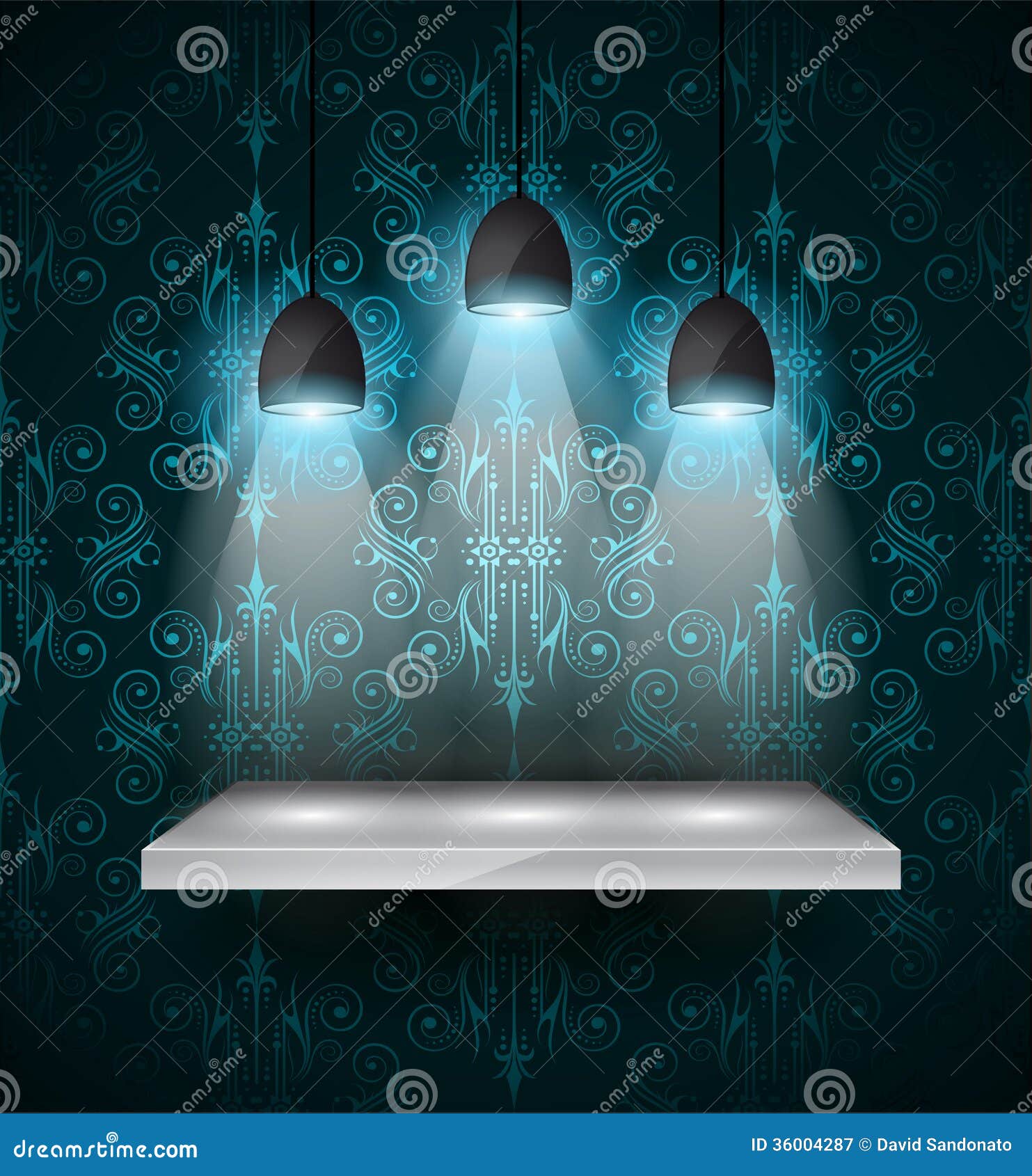 Shelf with 3 Spotlights Lamp with Directional Light Stock Illustration ...