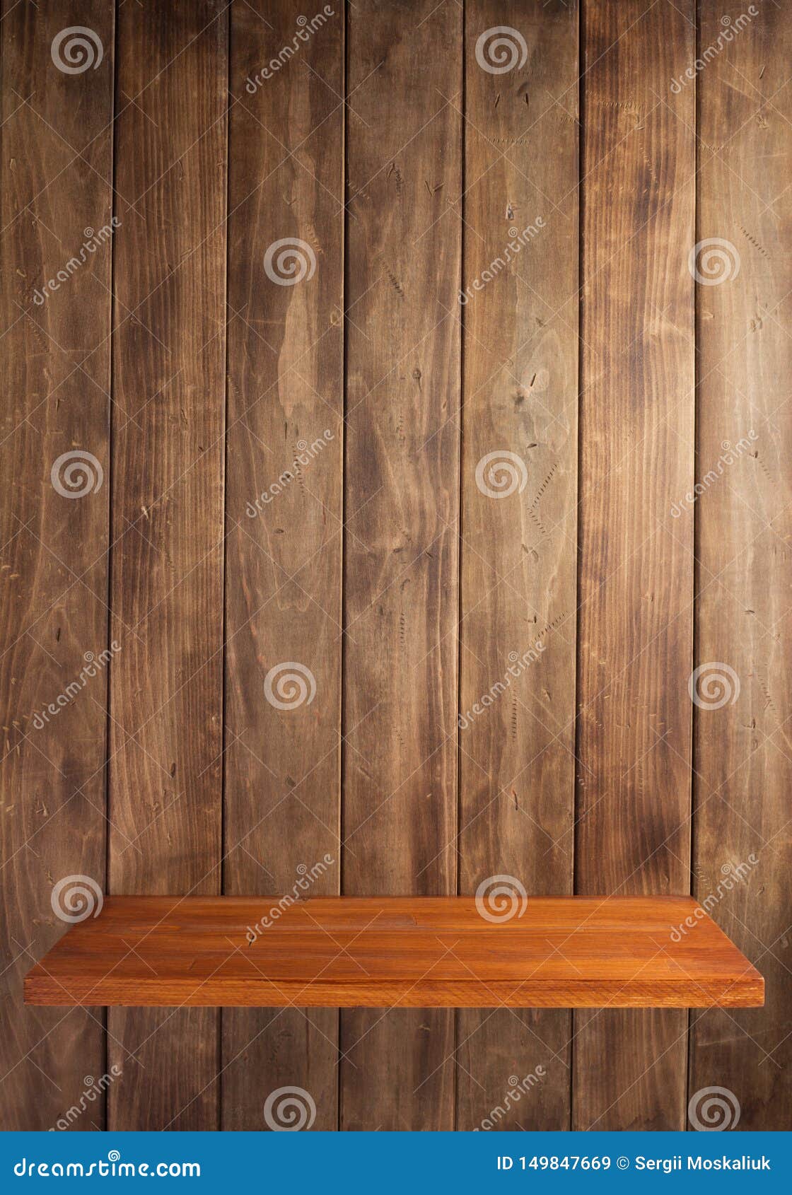 Shelf and Wooden Wall Background Texture Stock Image - Image of ...