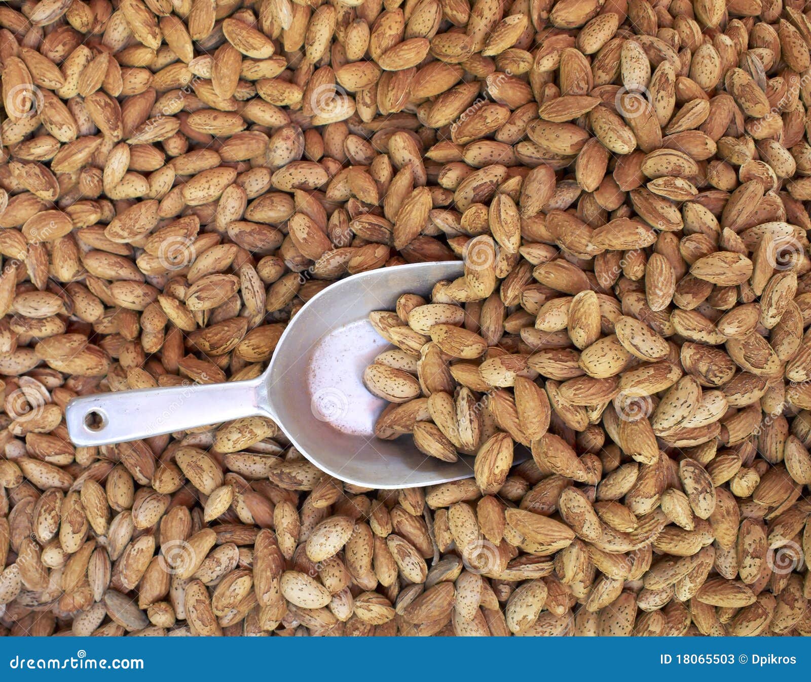 Shell Almonds Closeup and Spatula Stock Image - Image of snack ...