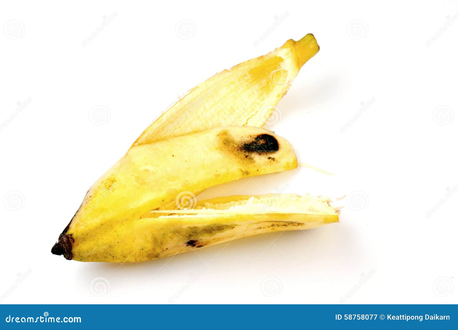 Shell of Banana on White Background Stock Image - Image of close, open ...