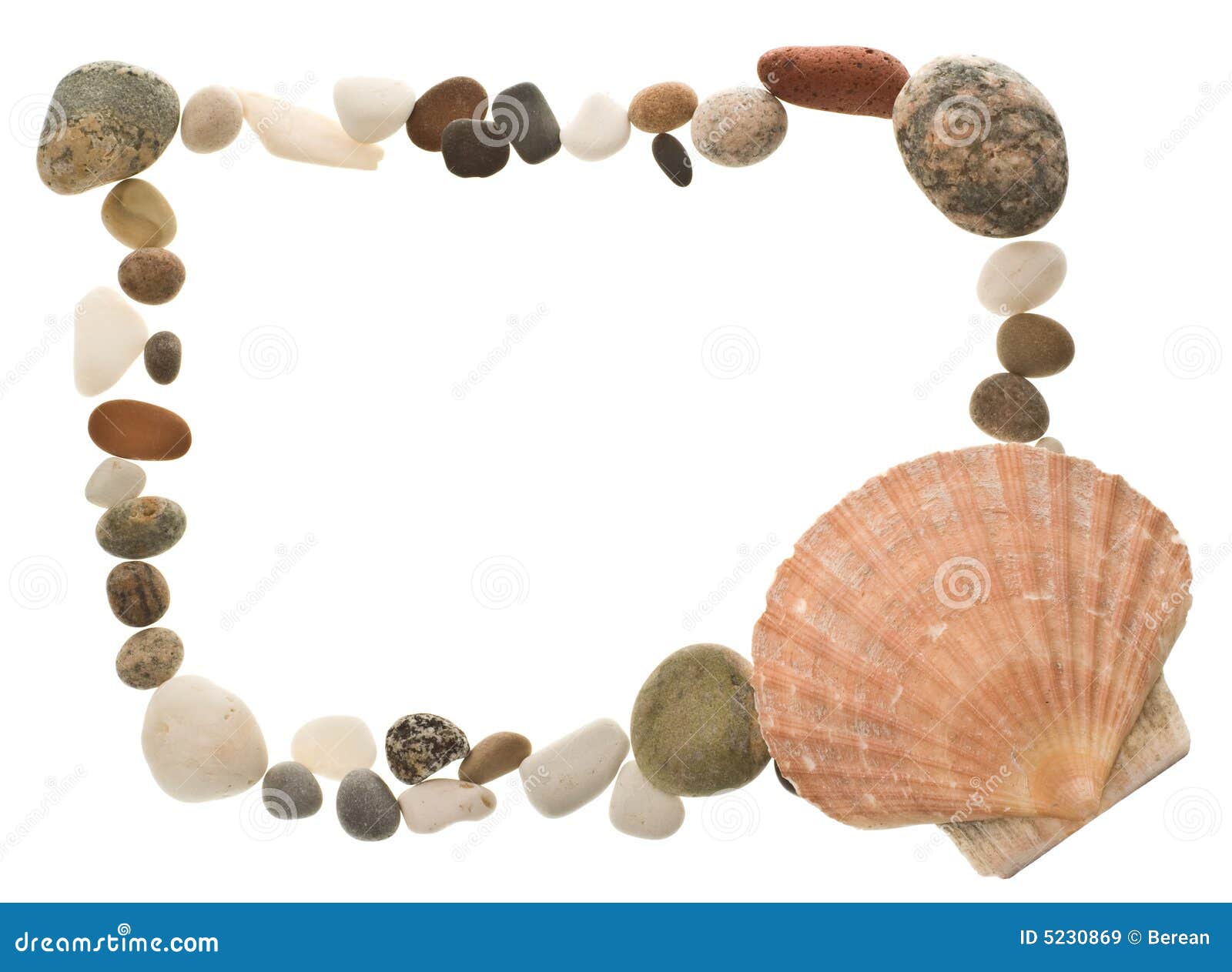 Shell and Beach Pebble Border Stock Image - Image of idyllic, close ...
