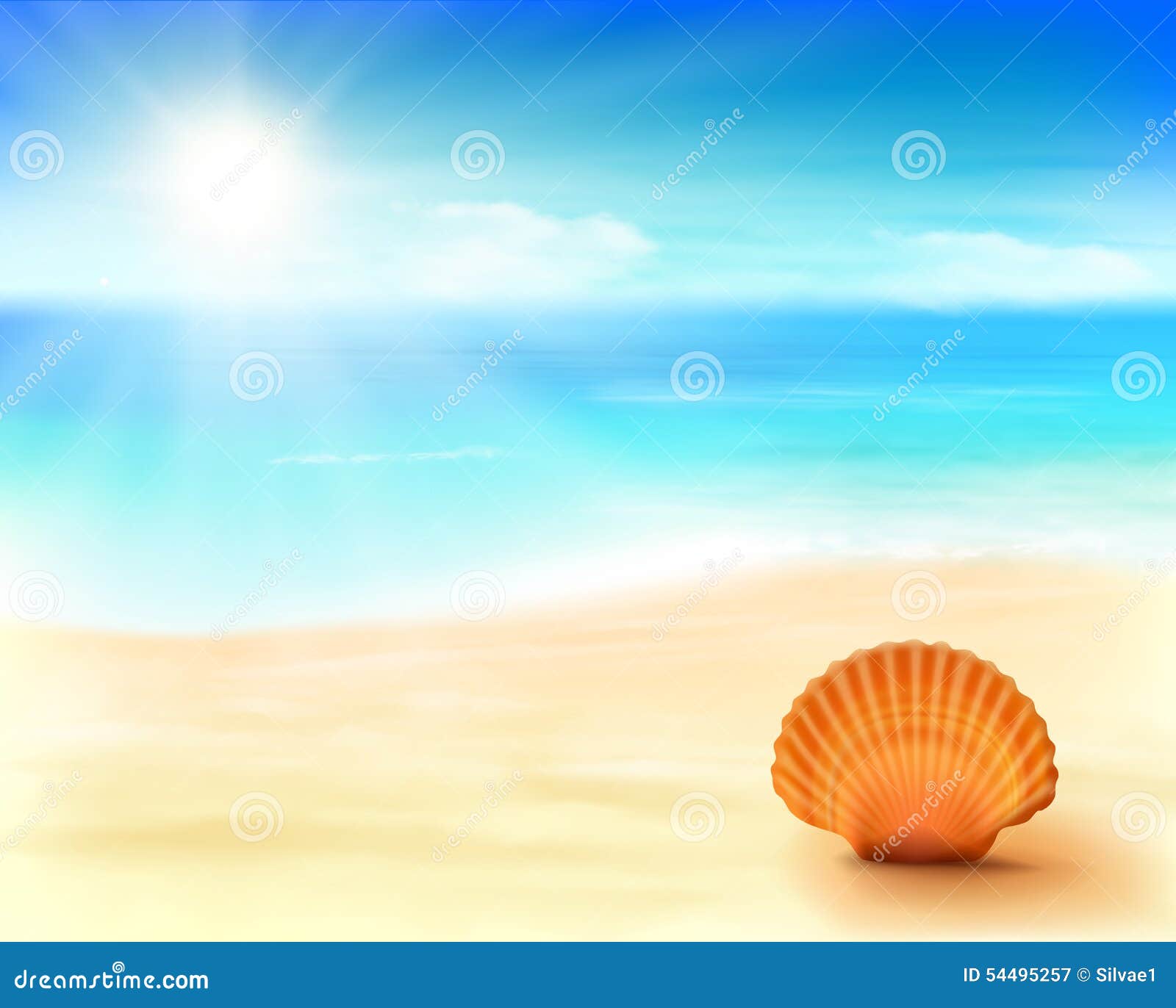 Shell on the Beach. Vector Illustration. Stock Vector - Illustration of ...