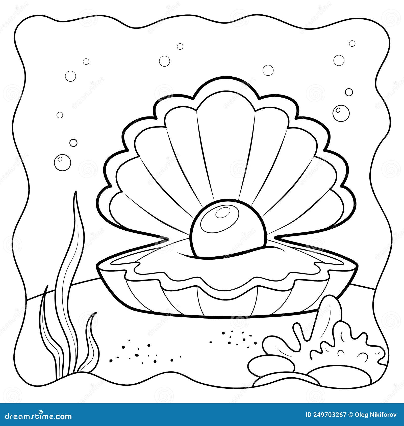 Shell Black and White. Coloring Book or Coloring Page for Kids Stock ...