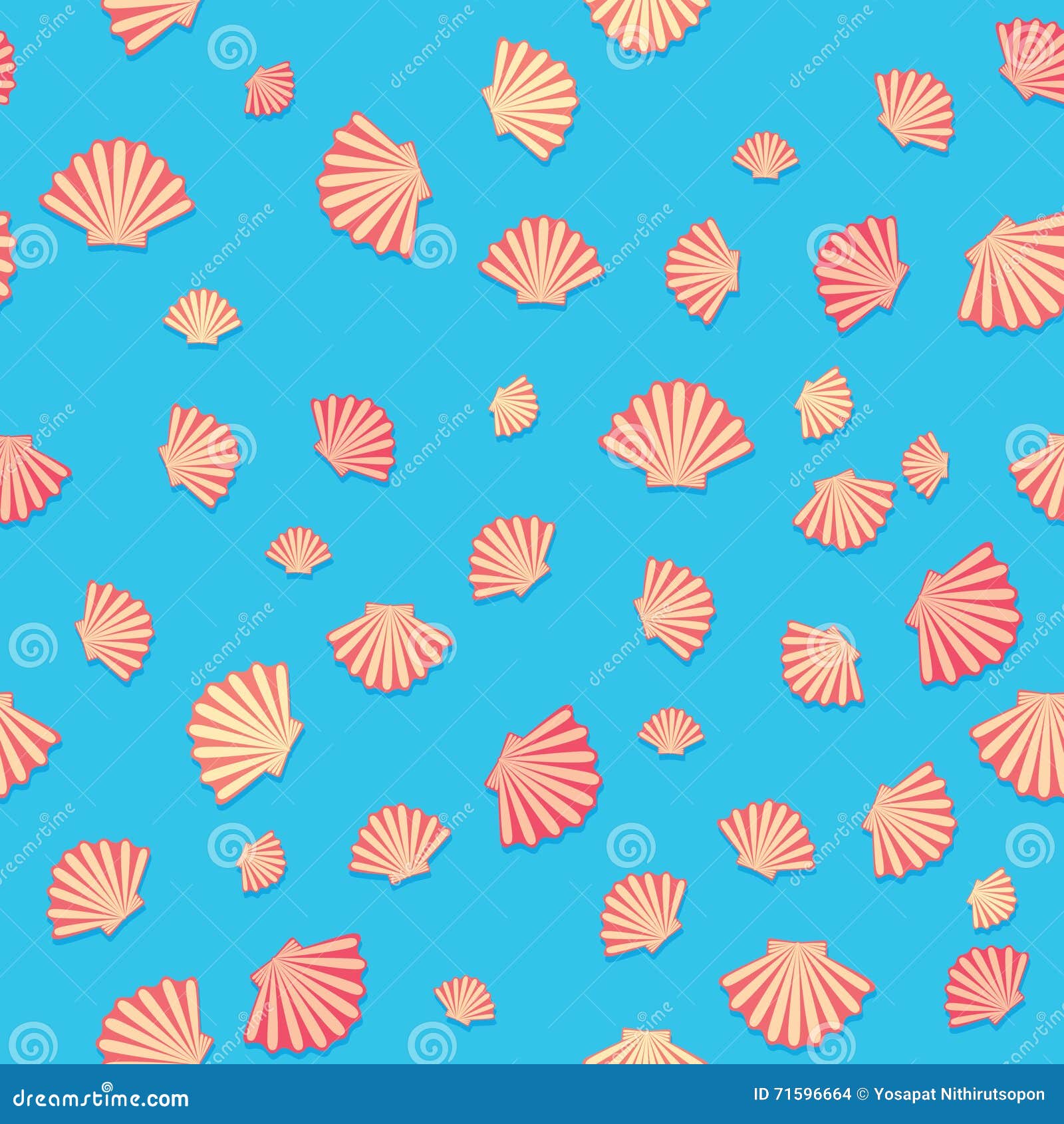 Shell on blue background stock vector. Illustration of shell - 71596664