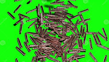 Shell Casings Falling Down on Green Screen - 3D Rendering Stock ...