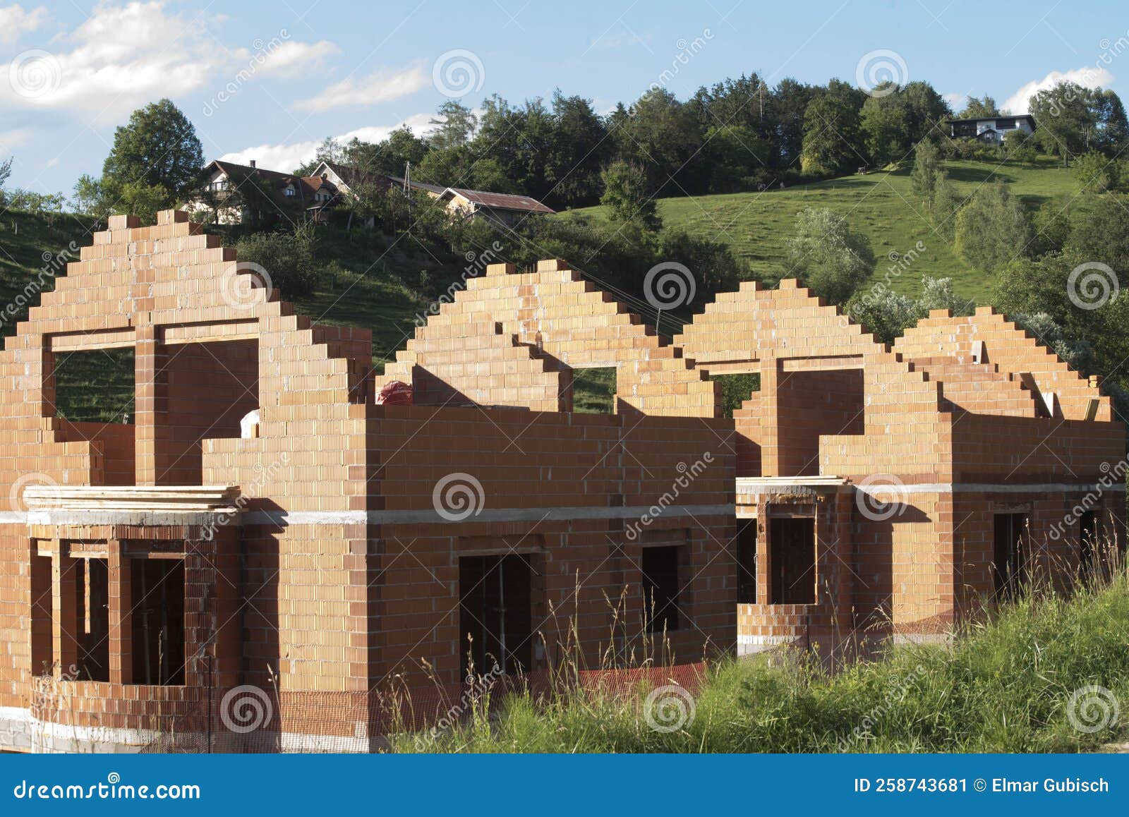 Shell Construction of a Single Family House Stock Image - Image of ...