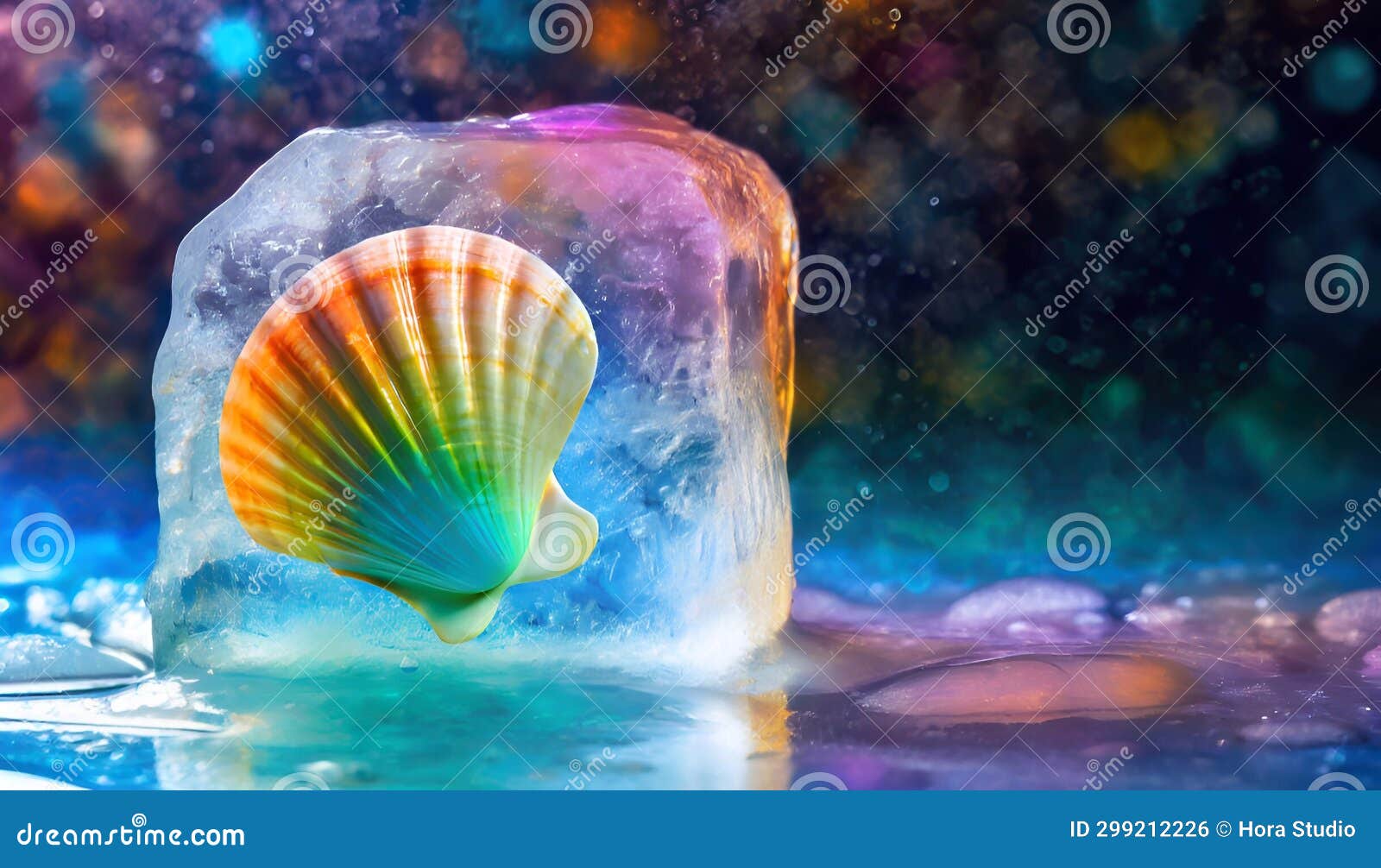 Shell Cube on Winter Background Stock Photo - Image of ocean, freshness ...