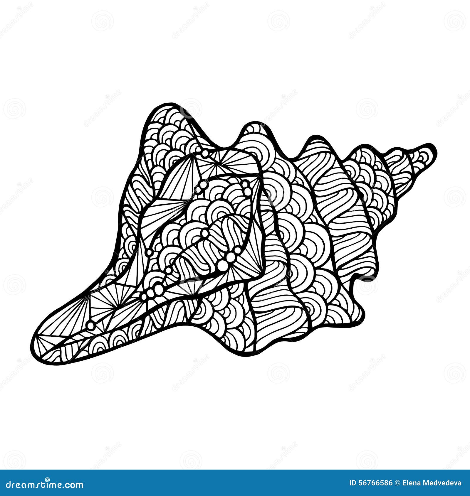 Shell Estilizado Do Vetor, Zentangle Ilustração do Vetor - Ilustração ...