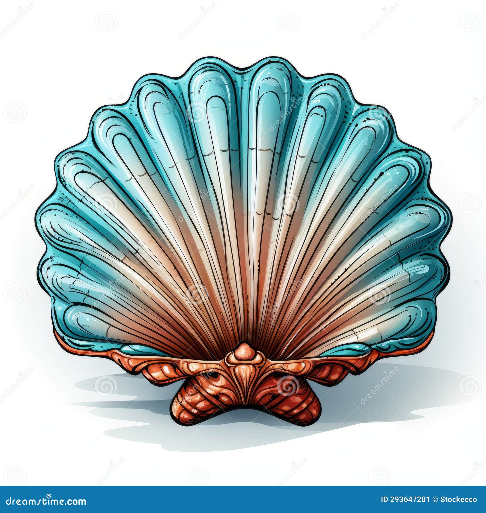 Colorful Caricature of a Blue Sea Shell with Bronze Patina Stock Illustration - Illustration of ...